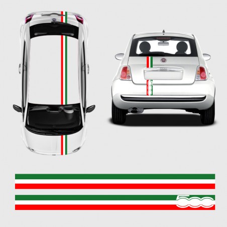 Italian Flag with Logo Stripe Stickers for Fiat 500 Side Abarth