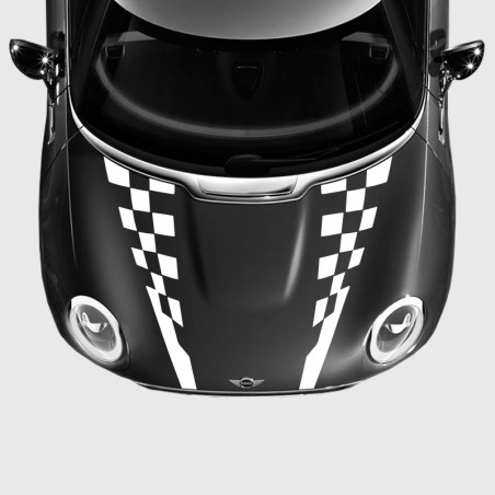Adhesive Double Curved checkerboard V-stripes for Mini Hood