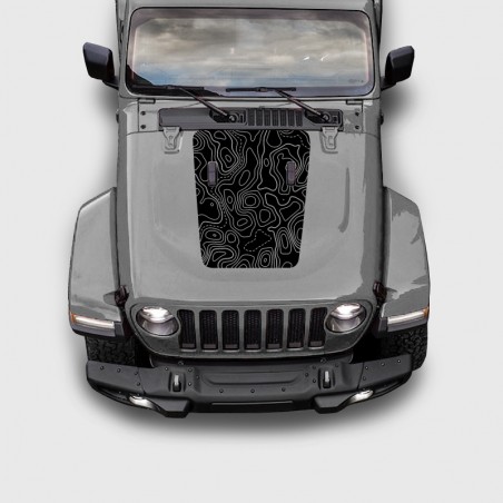 Topographic map Stickers For Jeep Wrangler Hood
