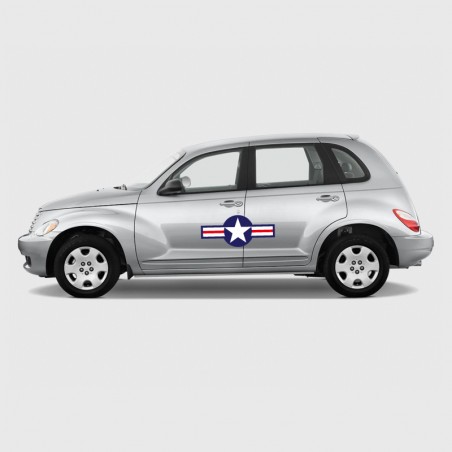 Adhesive Star tricolor stripes decals for PT Cruiser's side